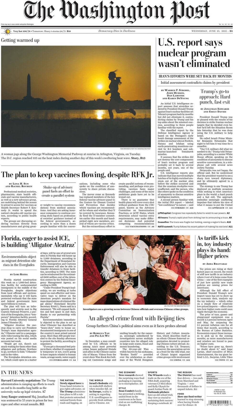 The Washington Post - Today's Front Page, 25/06/2025