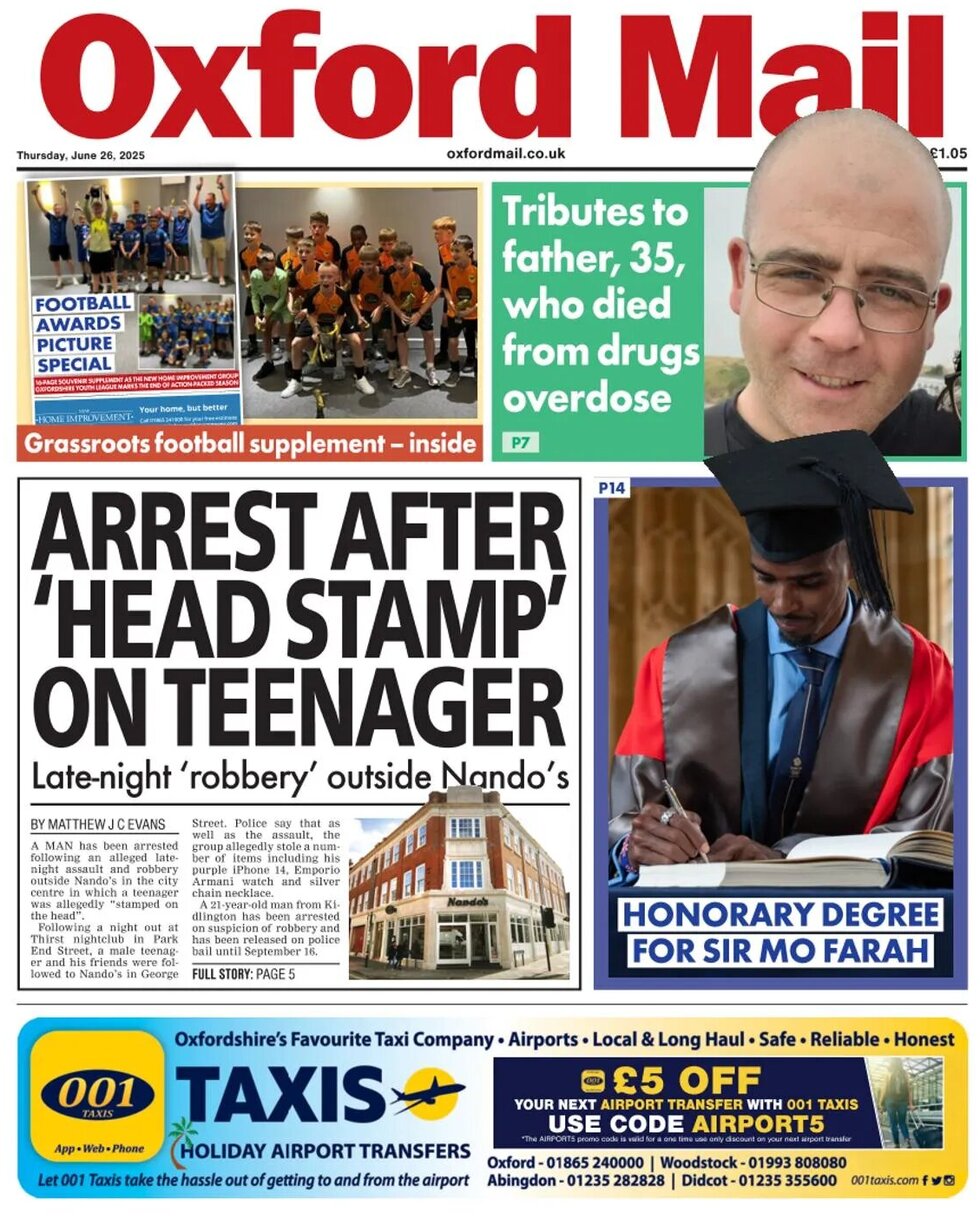 Oxford Mail - Today's Front Page, 26/06/2025
