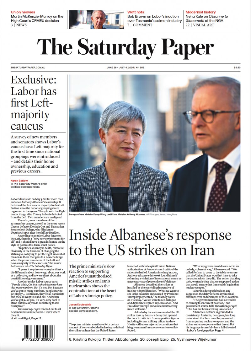 The Saturday Paper - Today's Front Page, 28/06/2025