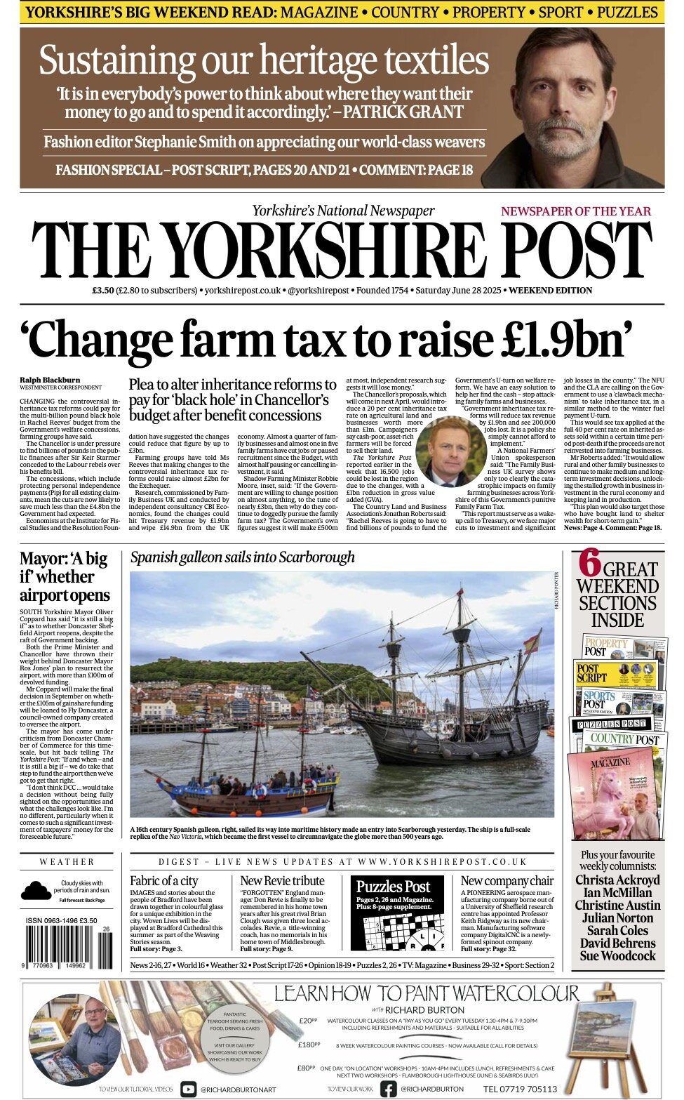 The Yorkshire Post - Today's Front Page, 28/06/2025