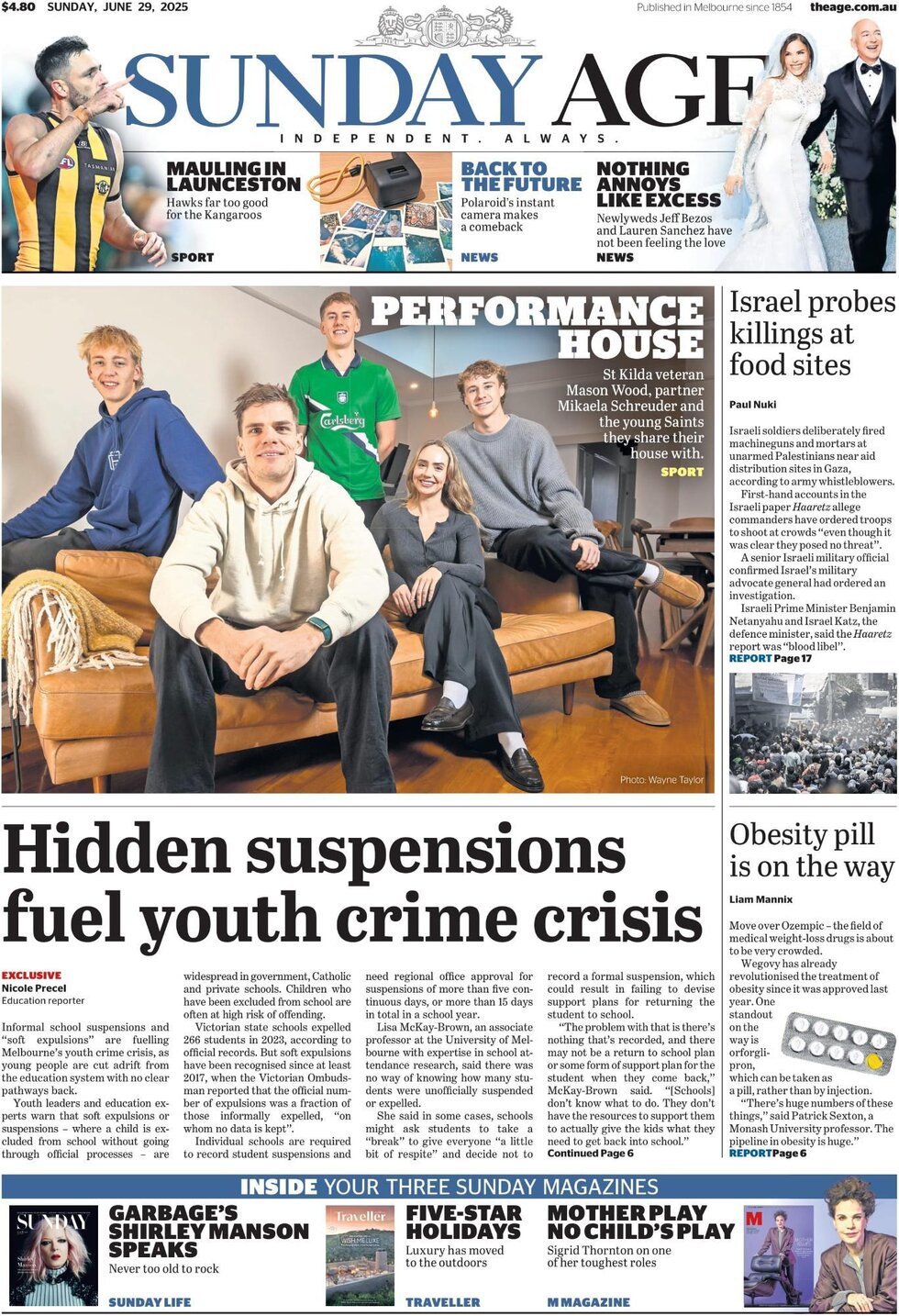The Age - Today's Front Page, 29/06/2025