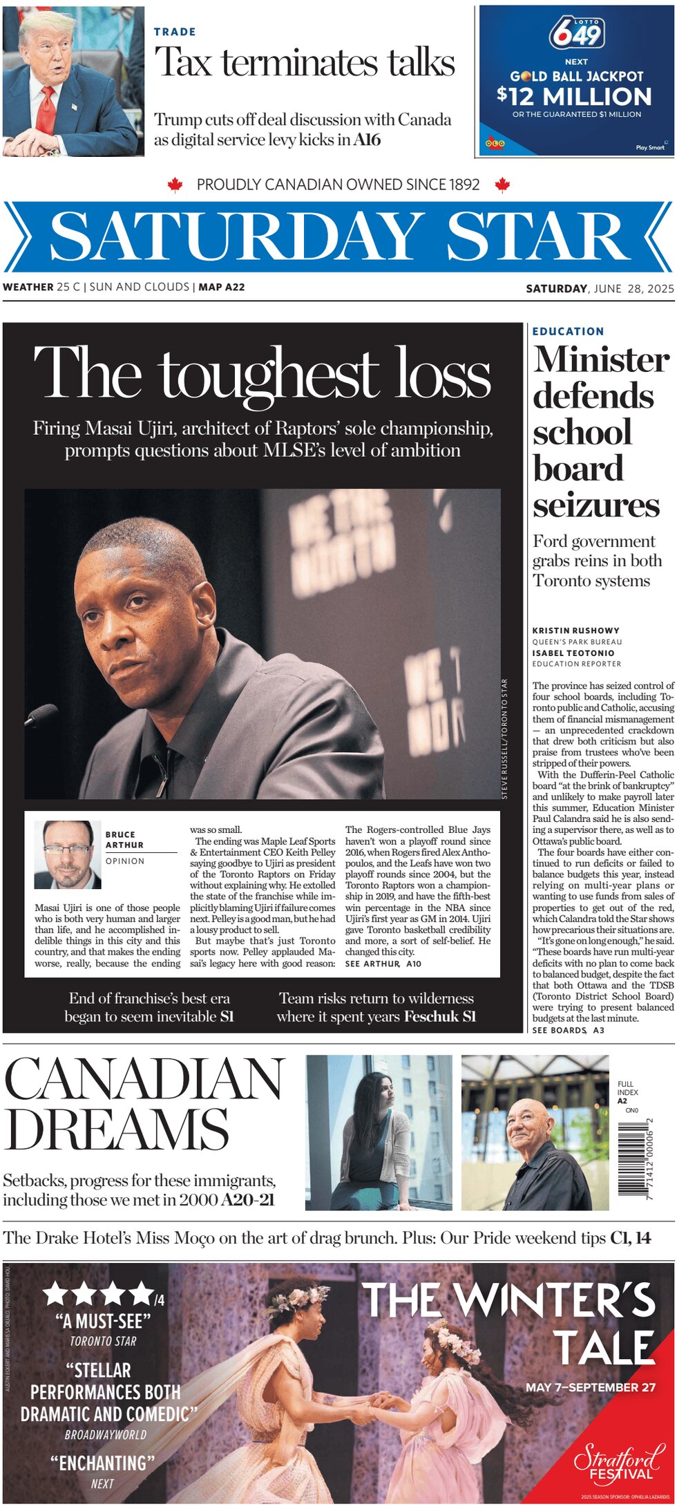 Toronto Star - Today's Front Page, 28/06/2025