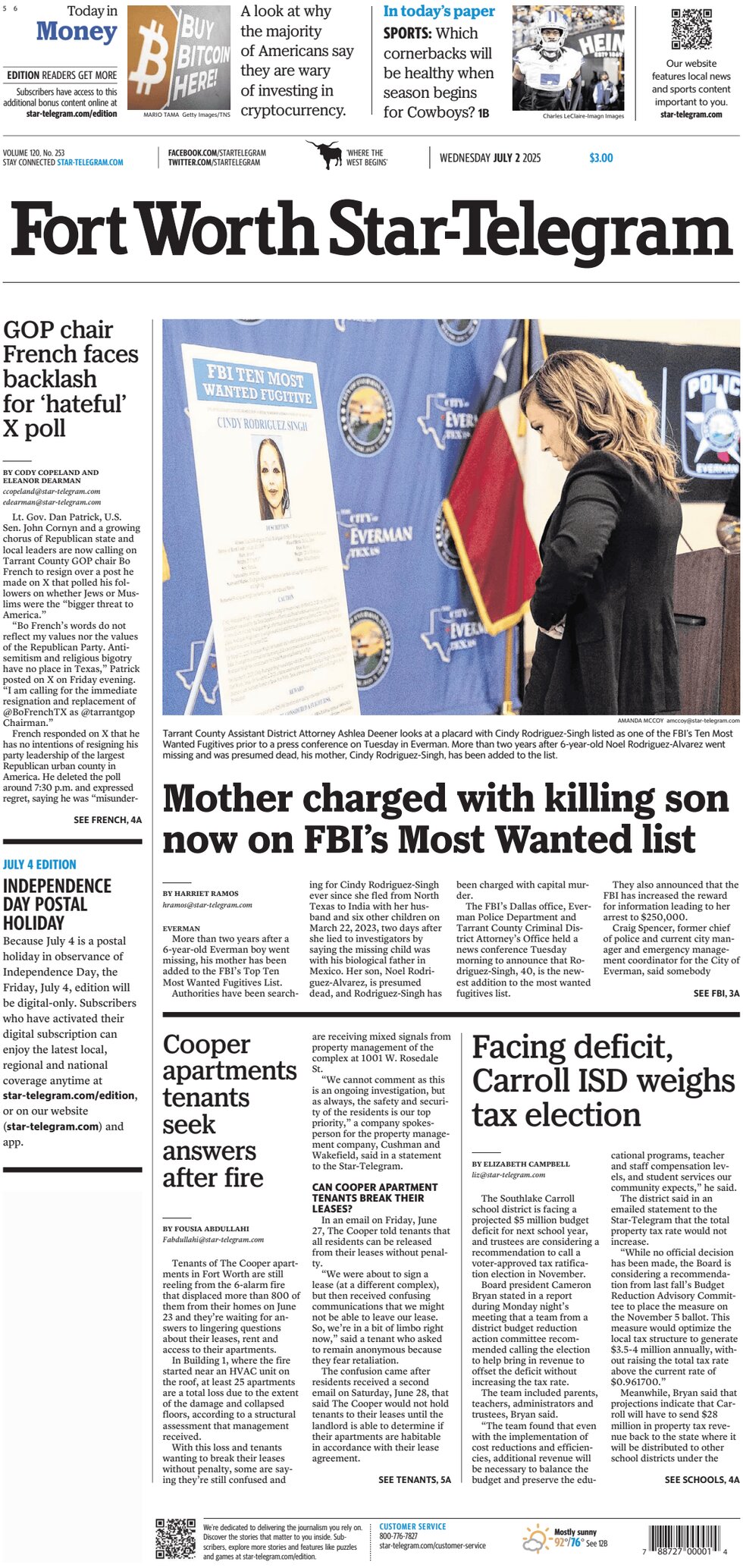 Fort Worth Star-Telegram - Today's Front Page, 02/07/2025