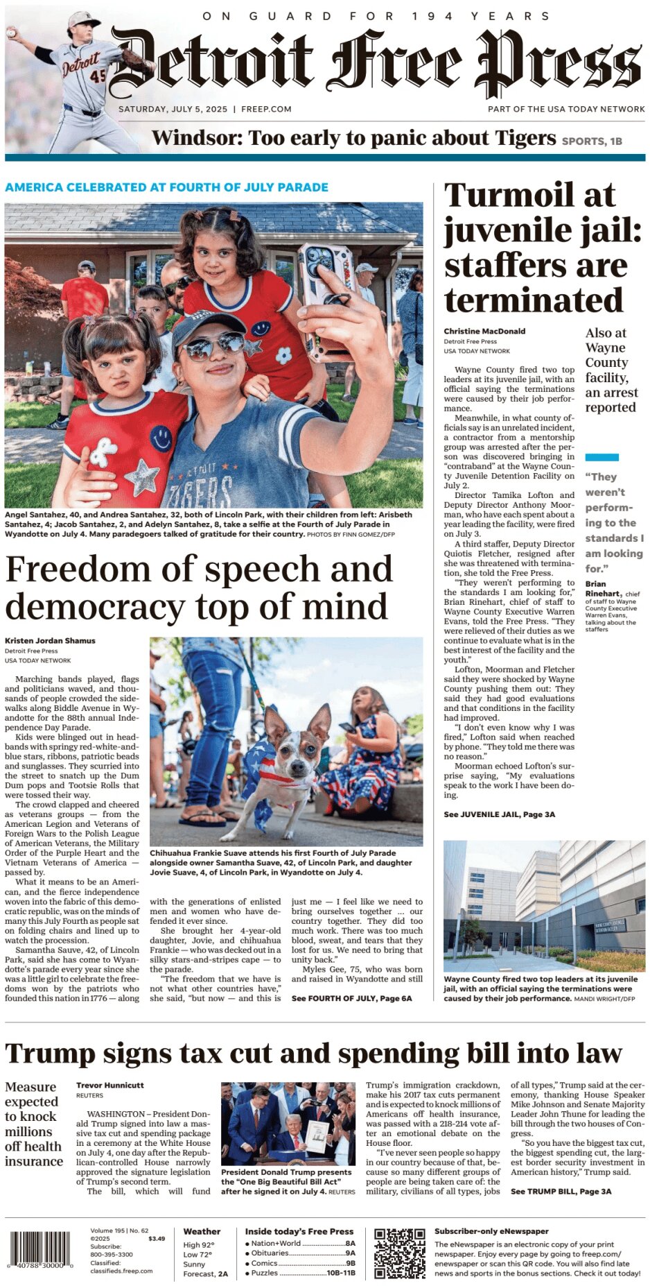 Detroit Free Press - Today's Front Page, 05/07/2025
