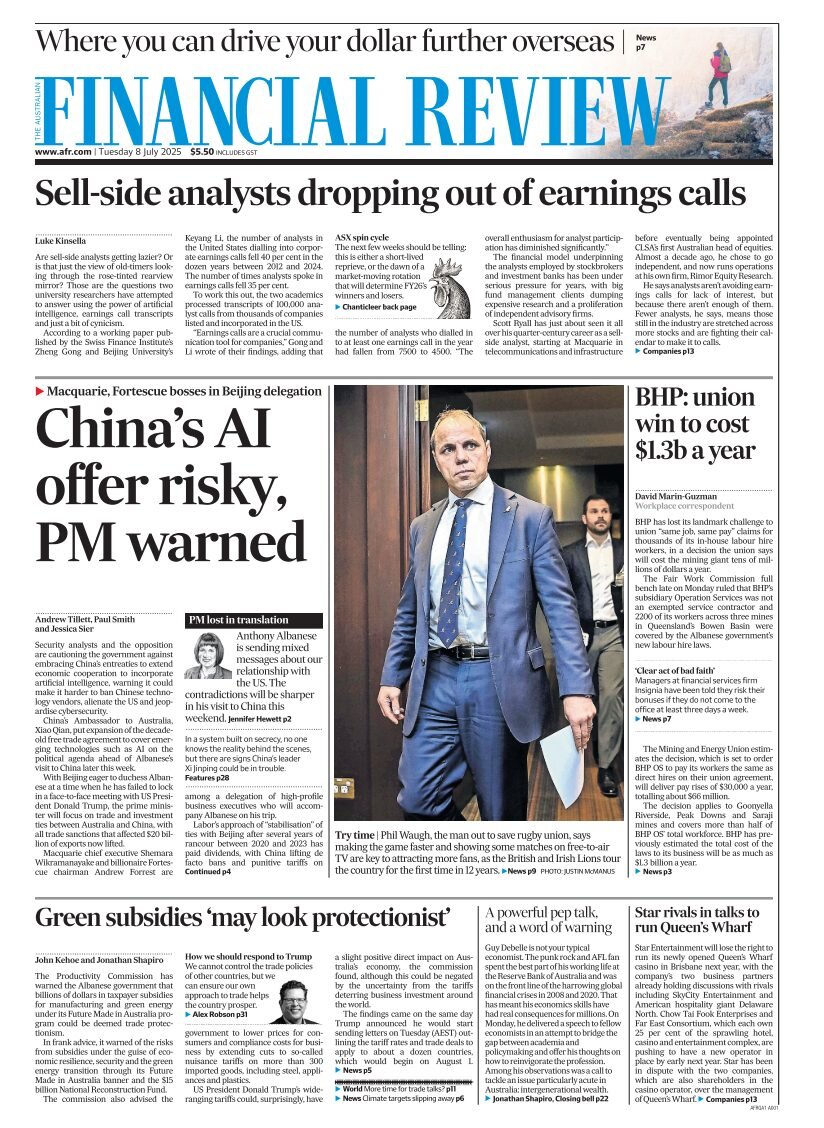 Financial Review - Today's Front Page, 08/07/2025