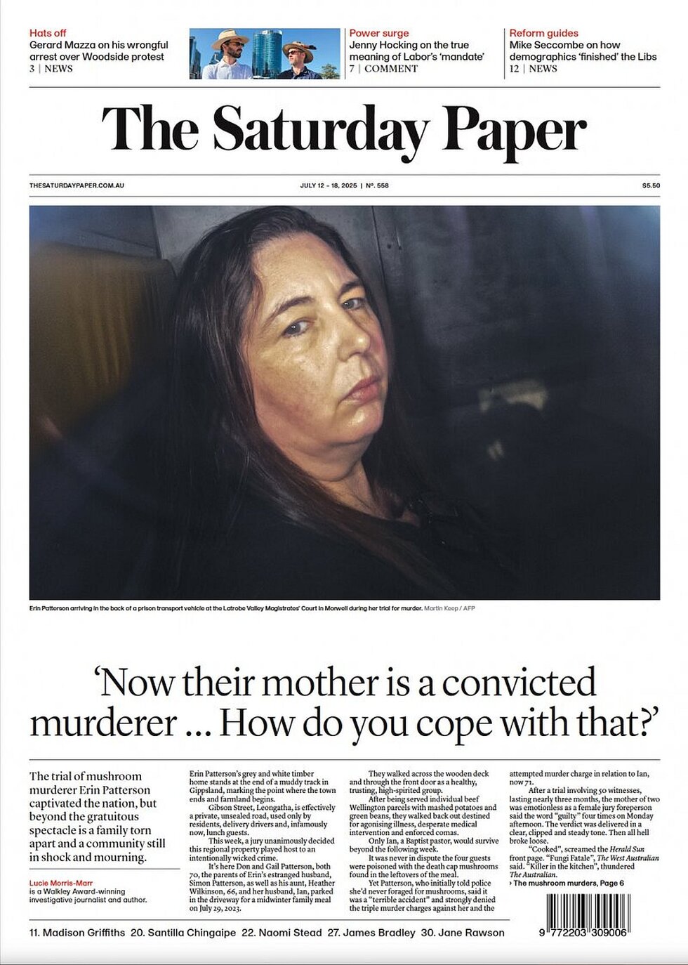 The Saturday Paper - Today's Front Page, 12/07/2025