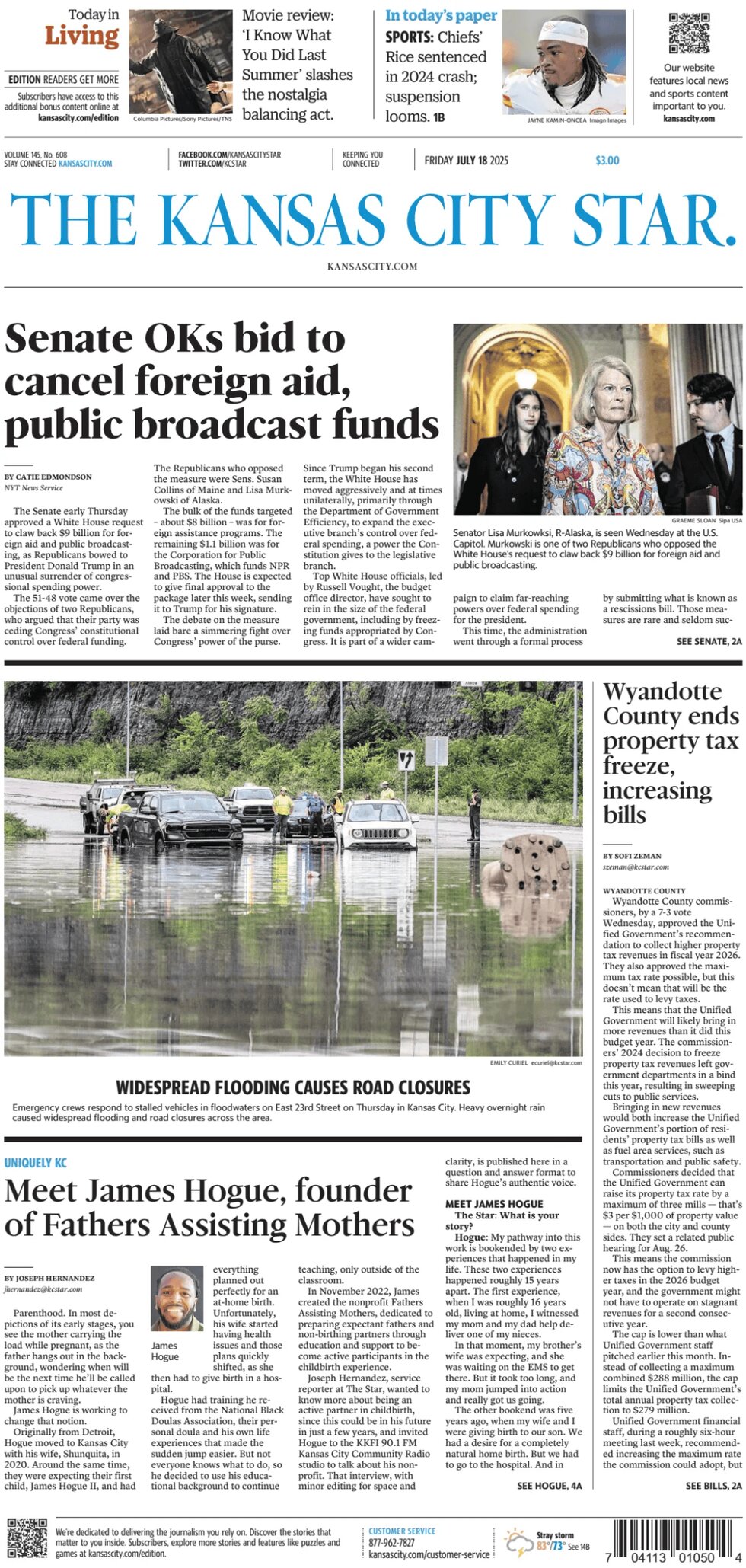 The Kansas City Star - Today's Front Page, 18/07/2025