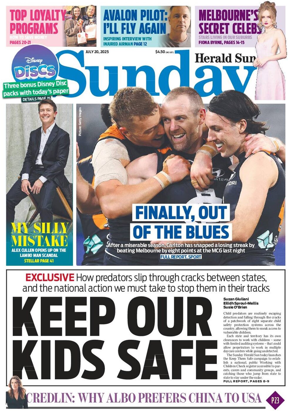 Herald Sun - Today's Front Page, 20/07/2025