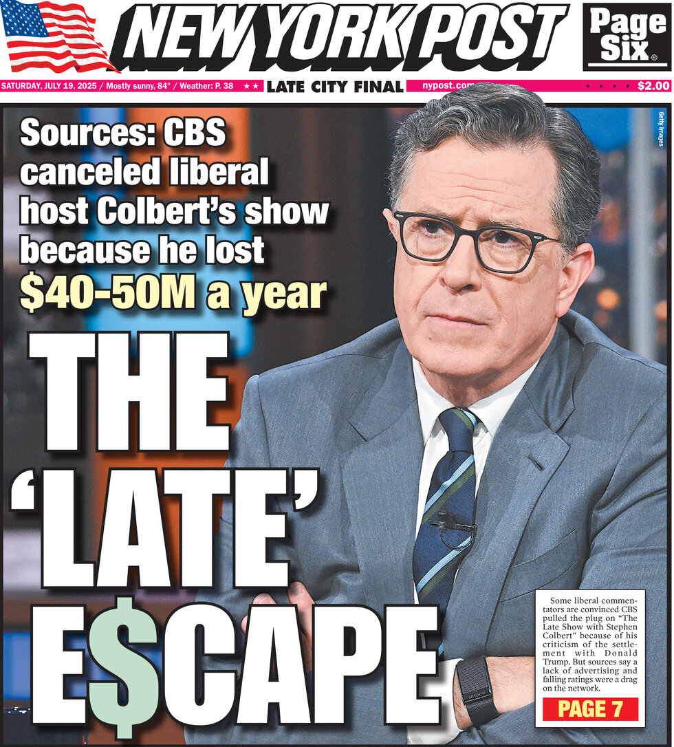 New York Post - Today's Front Page, 19/07/2025