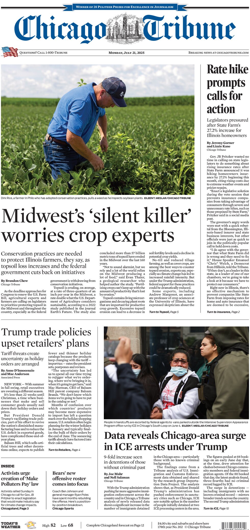 Chicago Tribune - Today's Front Page, 21/07/2025