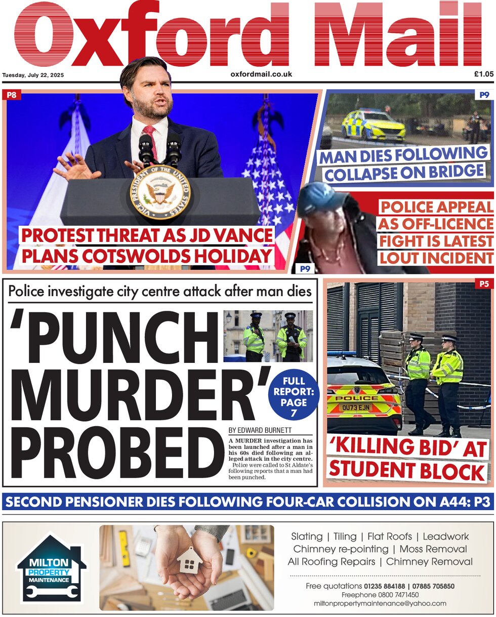 Oxford Mail - Today's Front Page, 22/07/2025