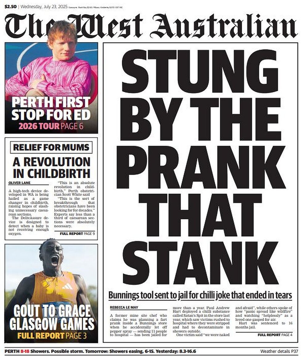 The West Australian - Today's Front Page, 23/07/2025