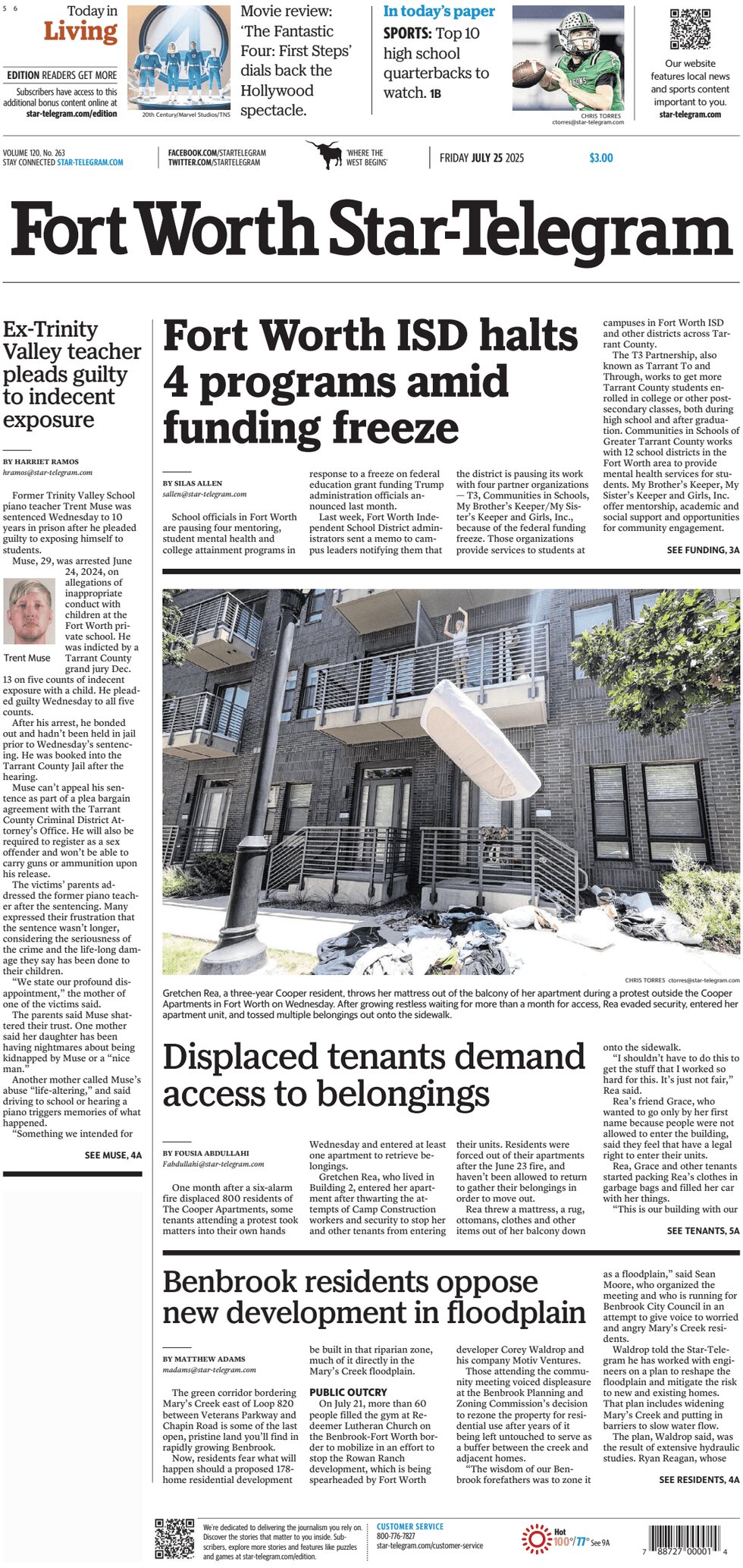 Fort Worth Star-Telegram - Today's Front Page, 25/07/2025
