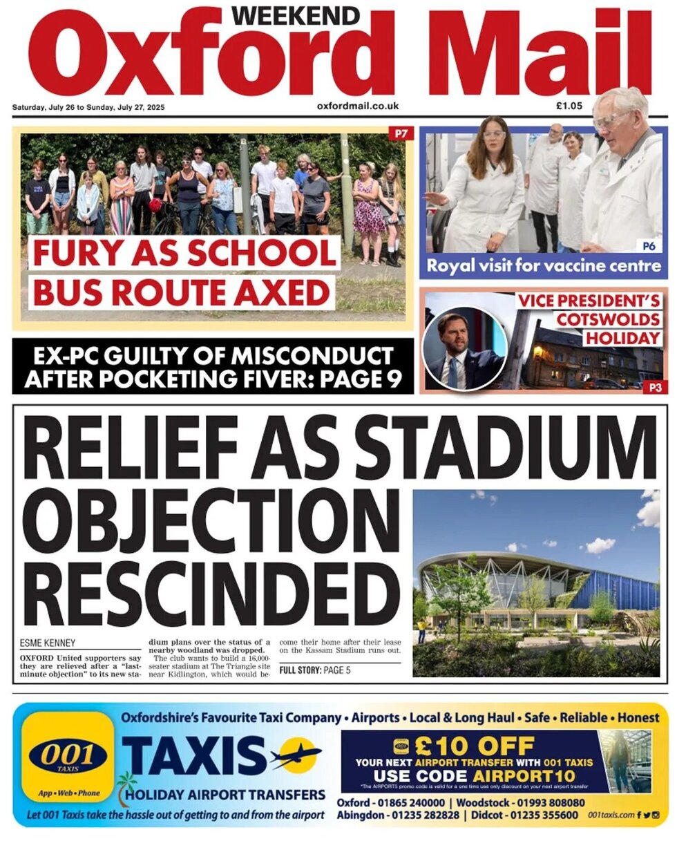Oxford Mail - Today's Front Page, 27/07/2025