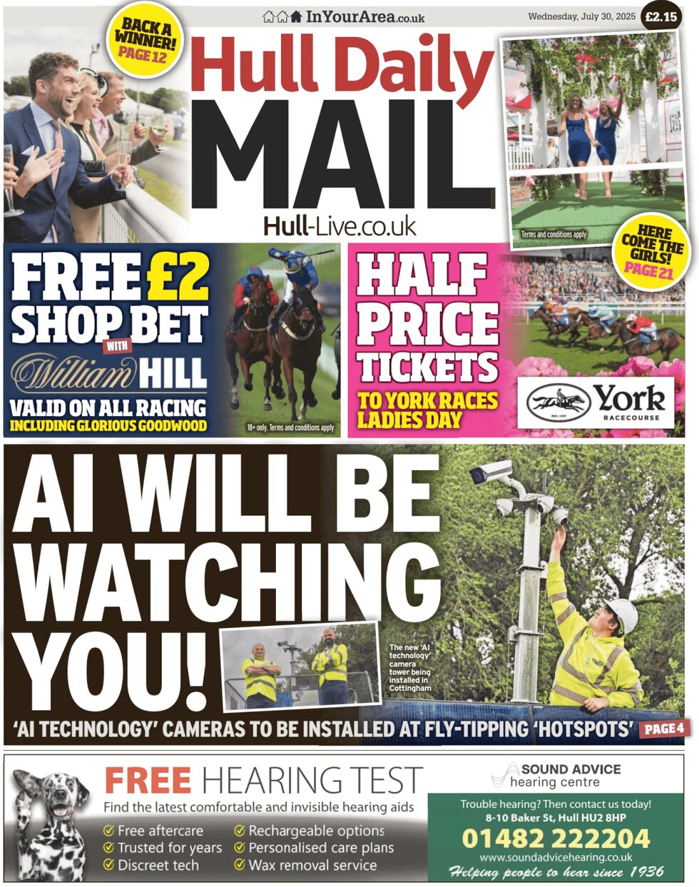 Hull Daily Mail - Today's Front Page, 30/07/2025