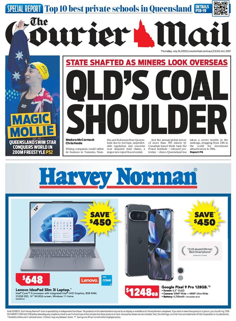 The Courier-Mail - Today's Front Page, 31/07/2025
