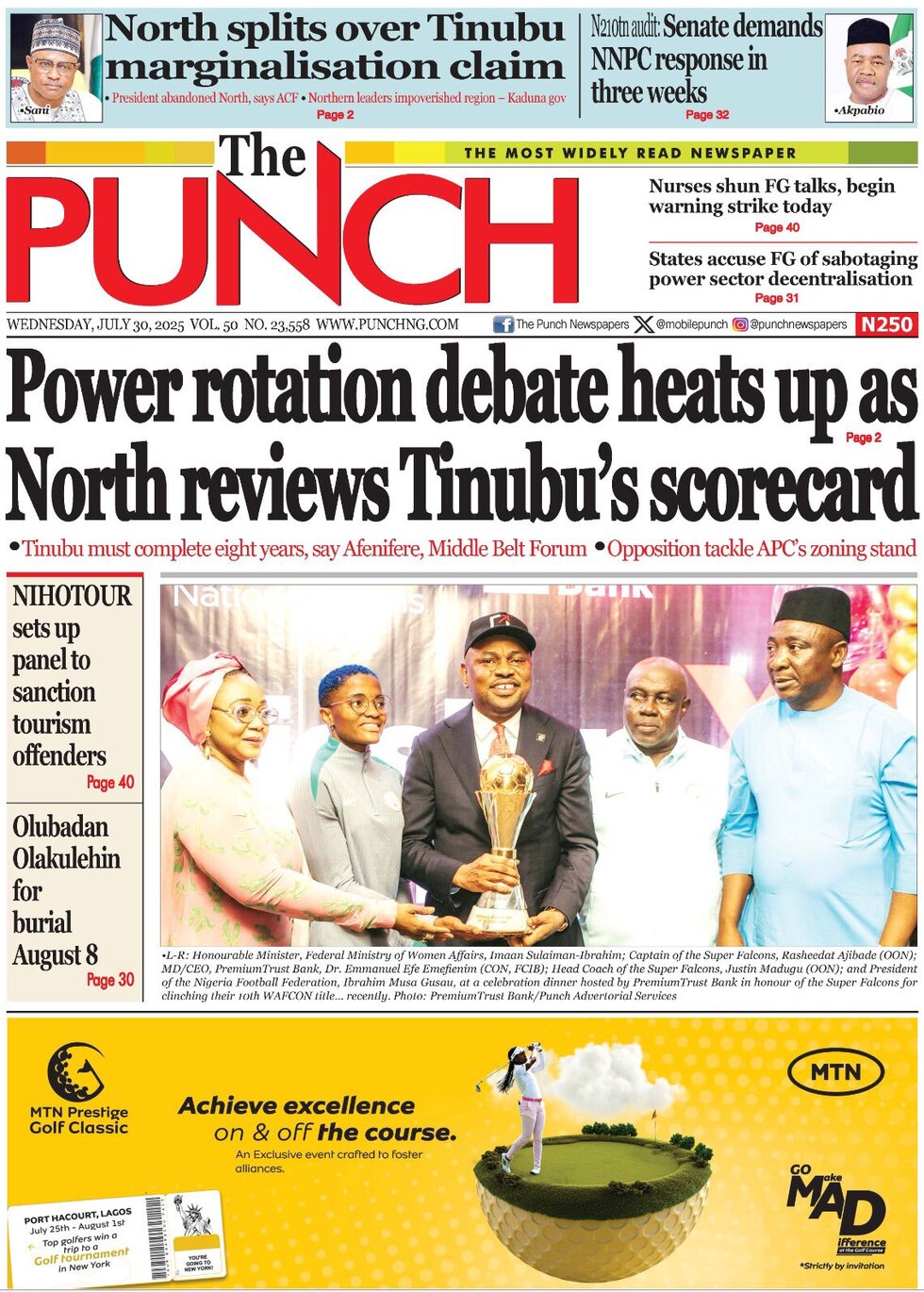 The Punch - Today's Front Page, 30/07/2025