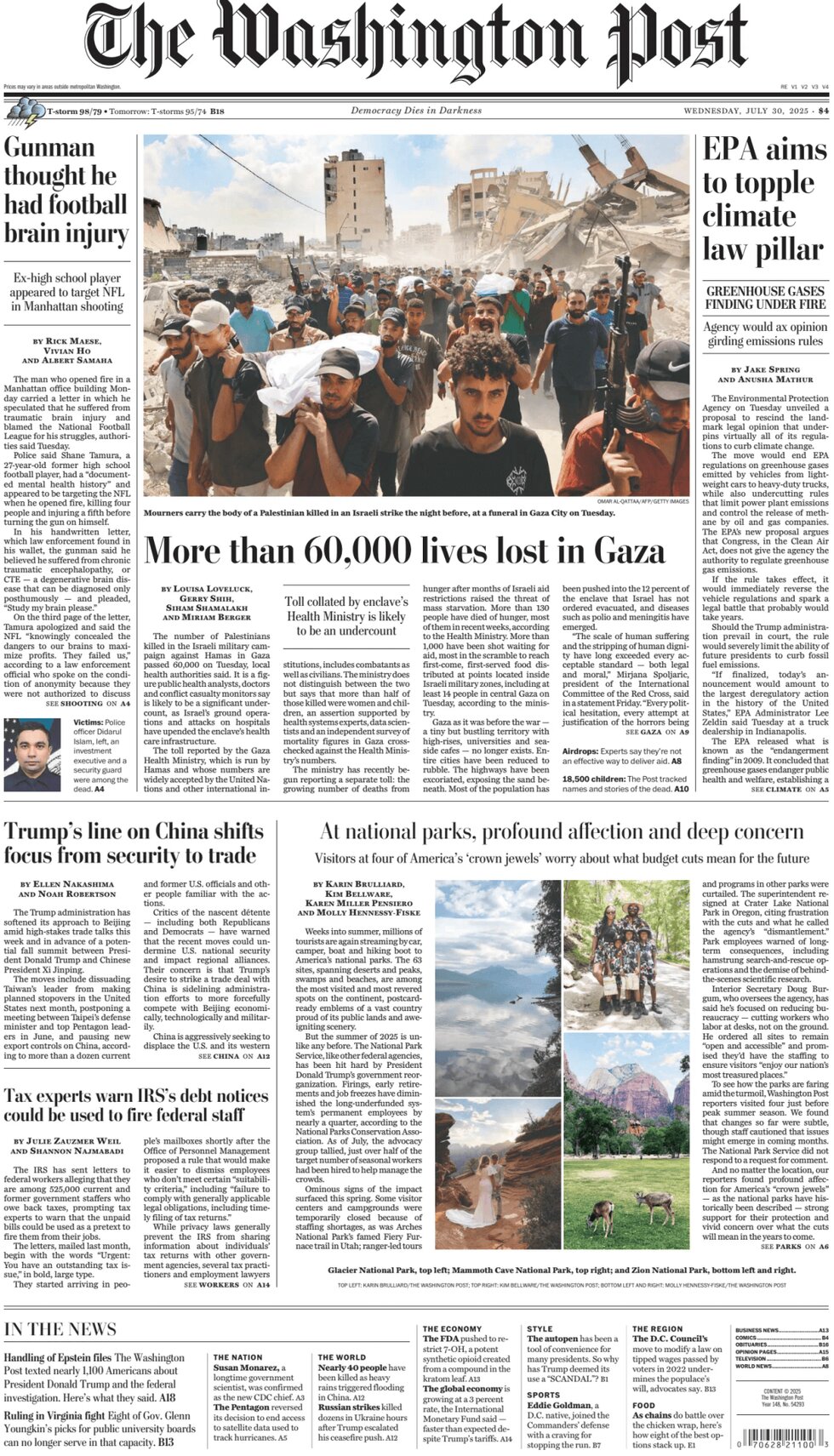 The Washington Post - Today's Front Page, 30/07/2025
