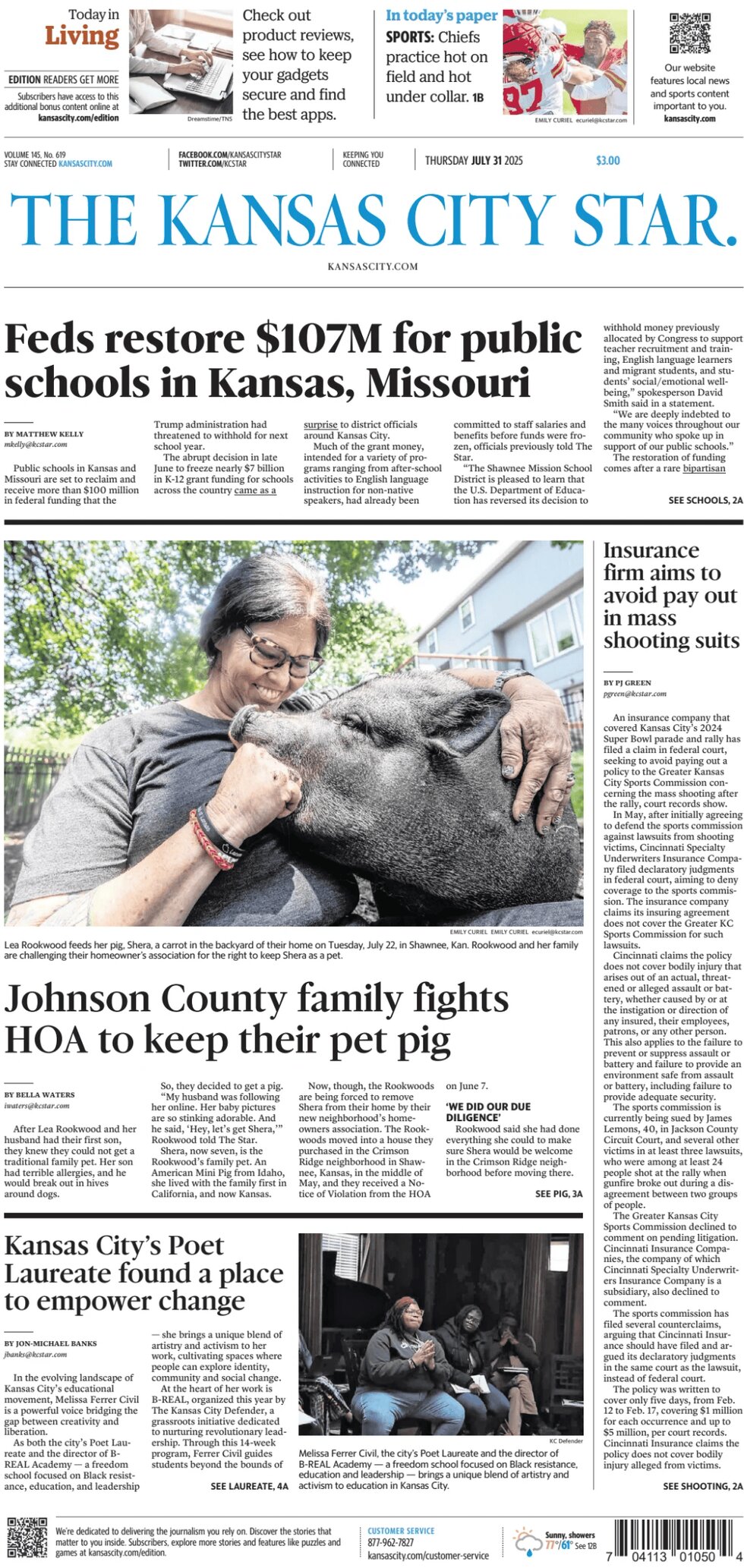 The Kansas City Star - Today's Front Page, 31/07/2025