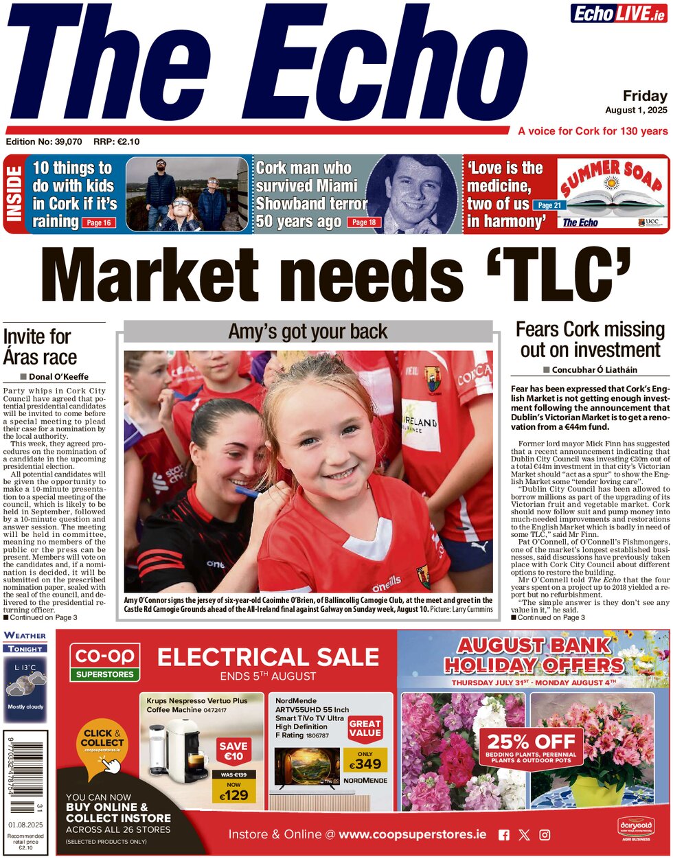 The Echo (Cork) - Today's Front Page, 01/08/2025