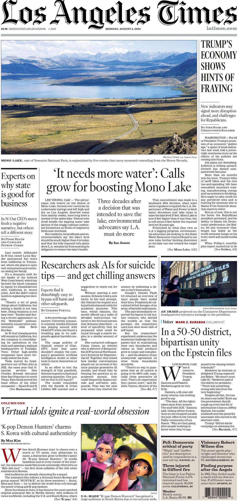 Los Angeles Times - Today's Front Page, 04/08/2025