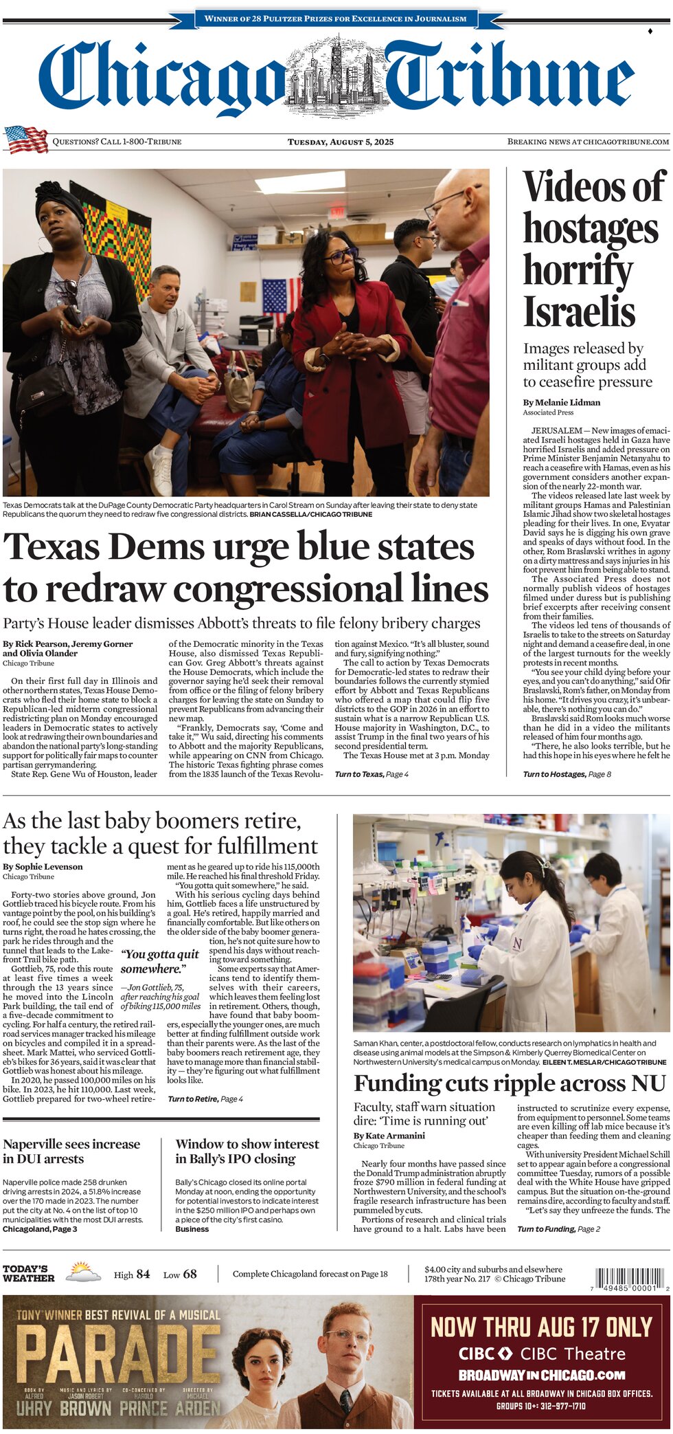 Chicago Tribune - Today's Front Page, 05/08/2025