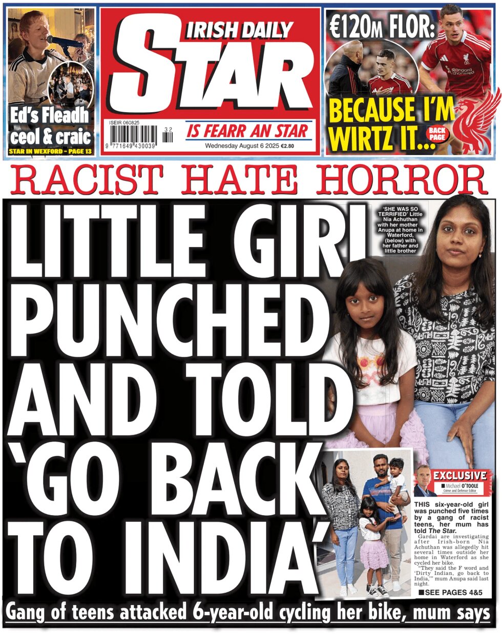 Irish Daily Star - Today's Front Page, 06/08/2025