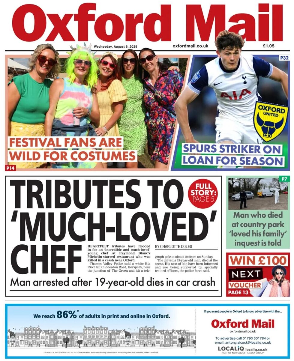 Oxford Mail - Today's Front Page, 06/08/2025