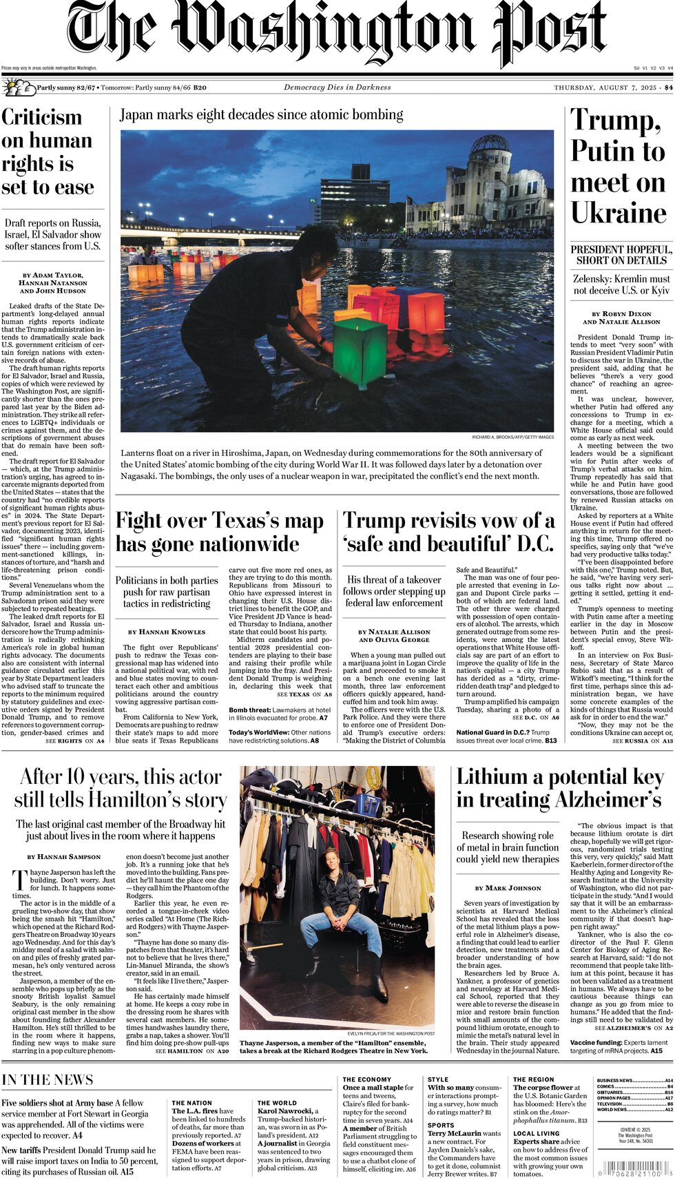 The Washington Post - Today's Front Page, 07/08/2025