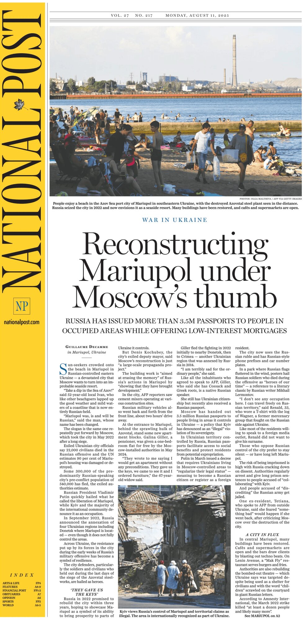 National Post (The Post) - Today's Front Page, 11/08/2025