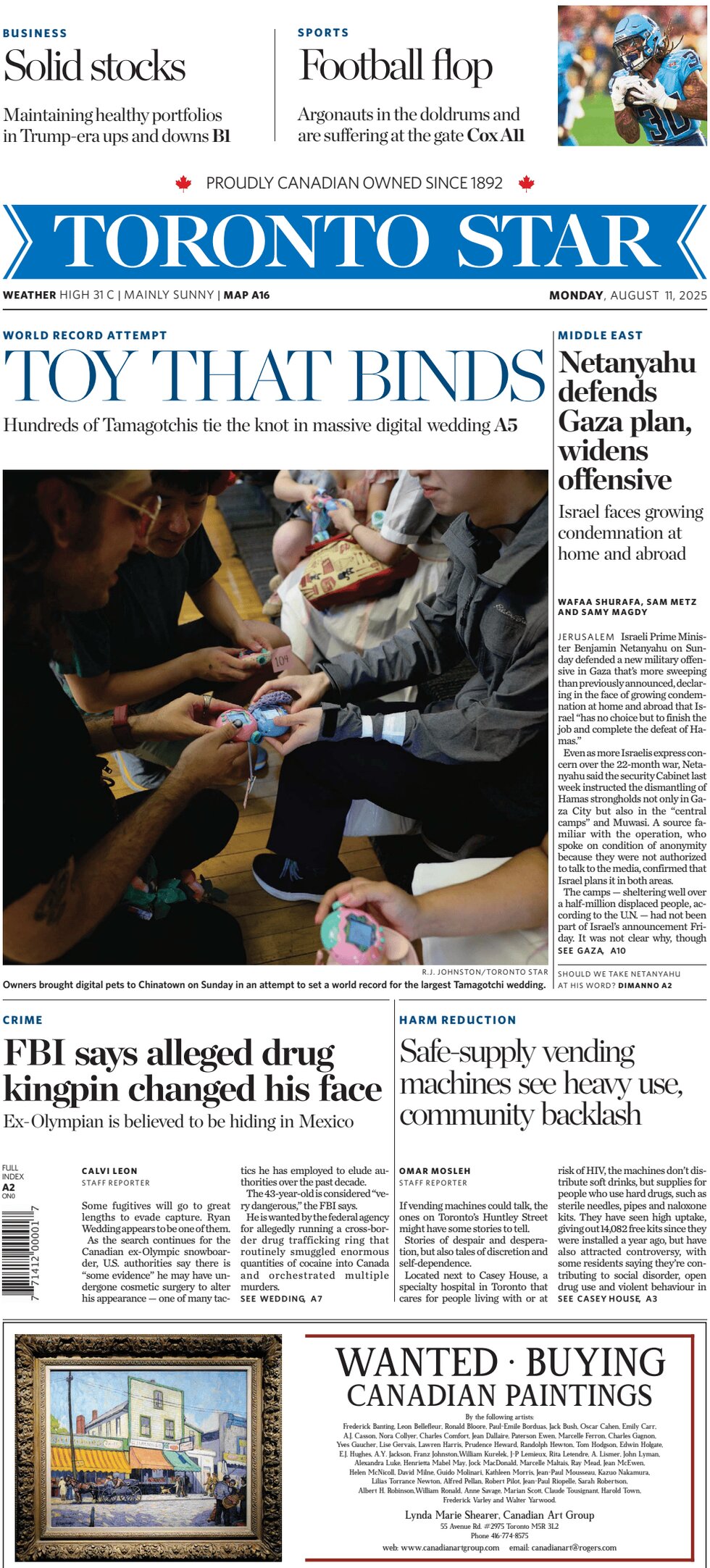 Toronto Star - Today's Front Page, 11/08/2025