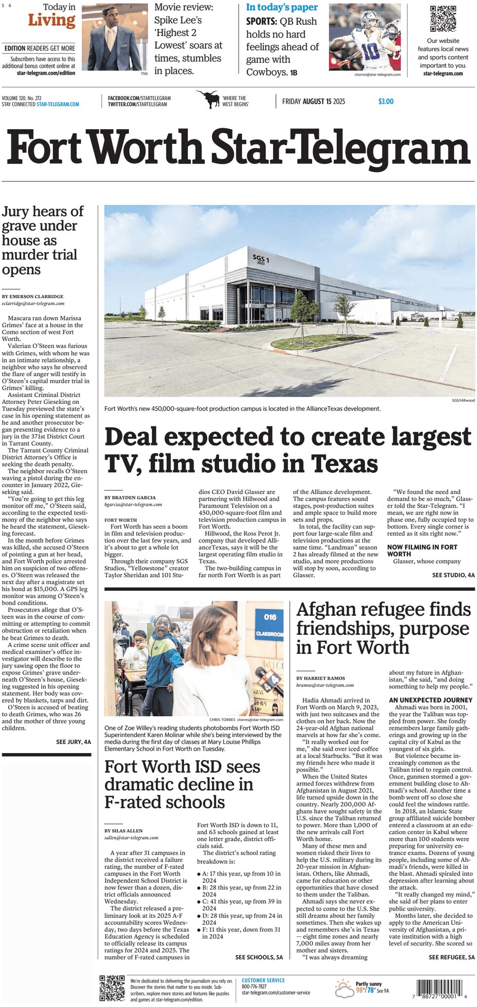 Fort Worth Star-Telegram - Today's Front Page, 15/08/2025