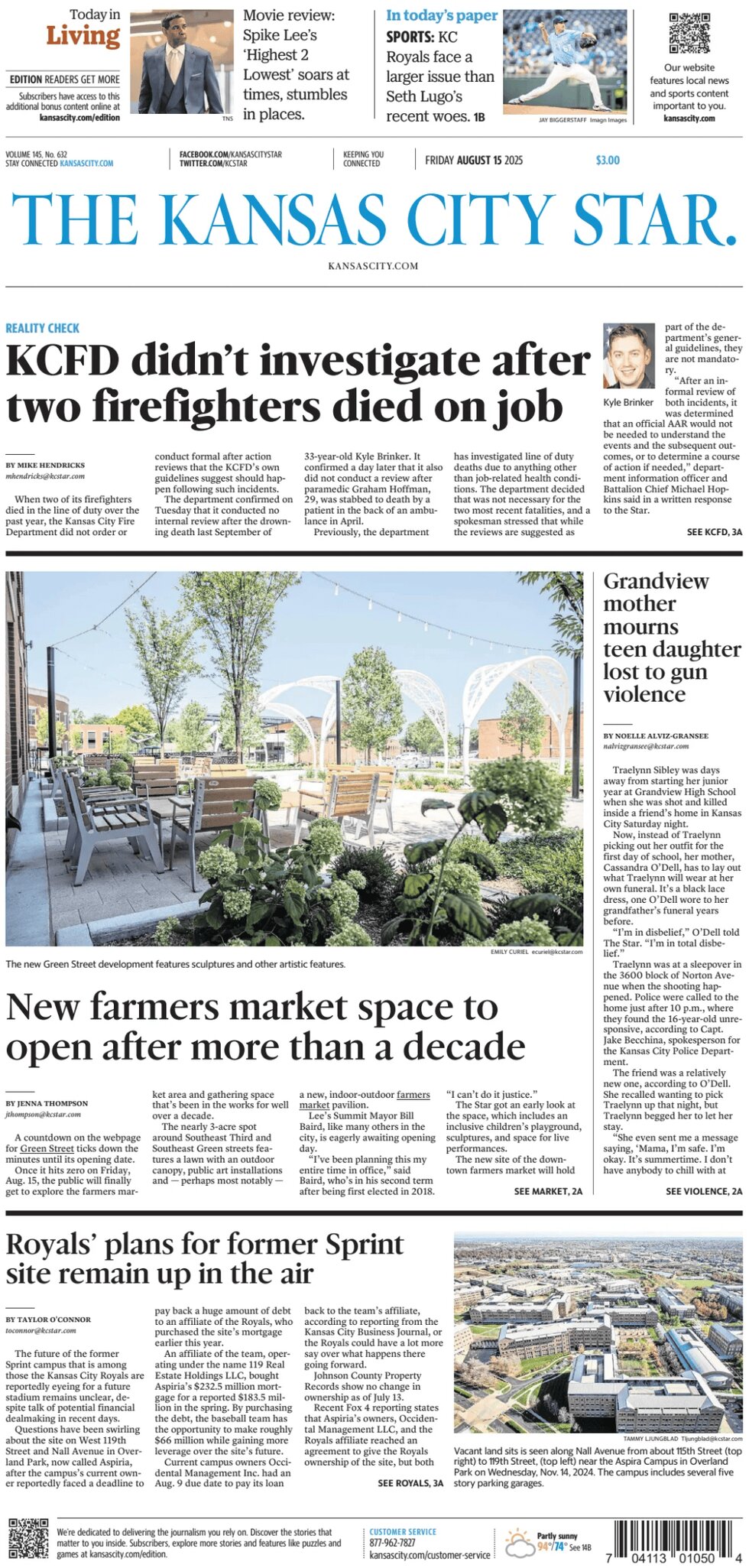 The Kansas City Star - Today's Front Page, 15/08/2025