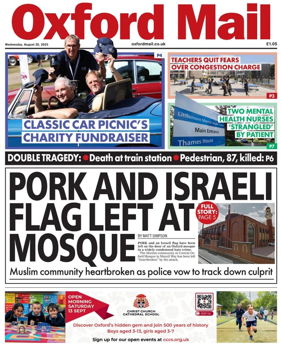 Oxford Mail - Today's Front Page, 20/08/2025