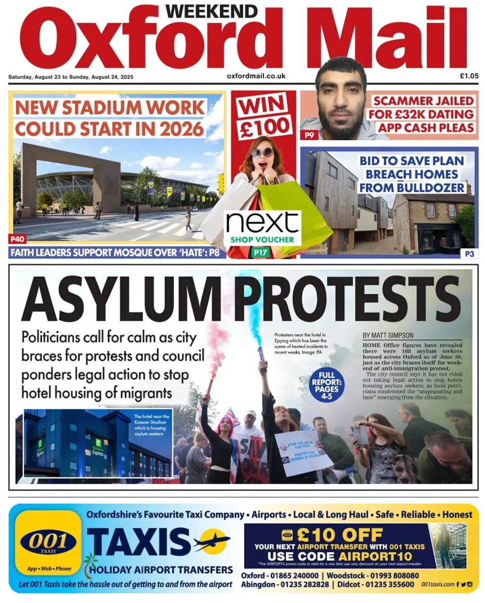 Oxford Mail - Today's Front Page, 24/08/2025