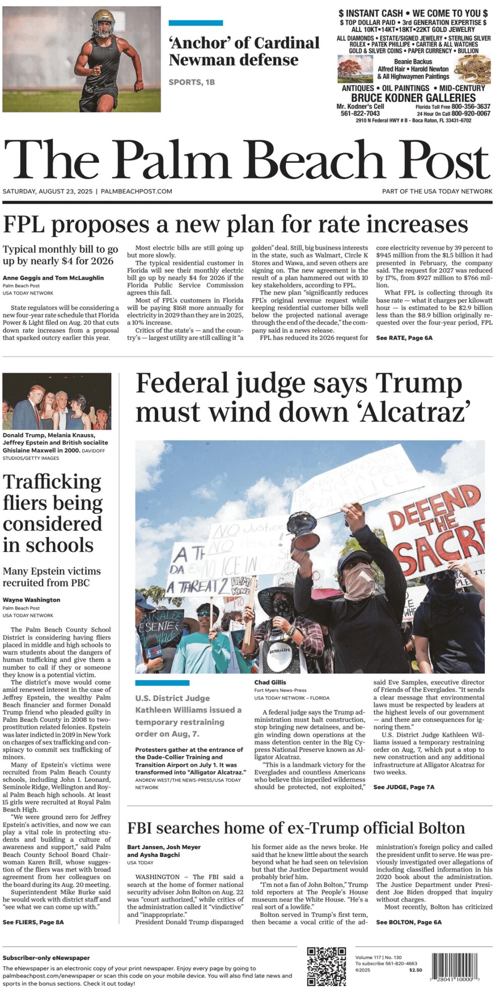 The Palm Beach Post - Today's Front Page, 23/08/2025