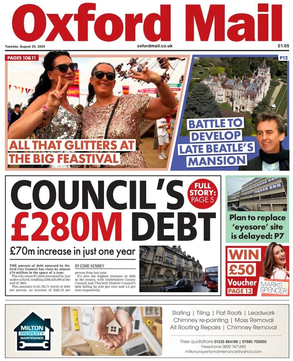 Oxford Mail - Today's Front Page, 26/08/2025