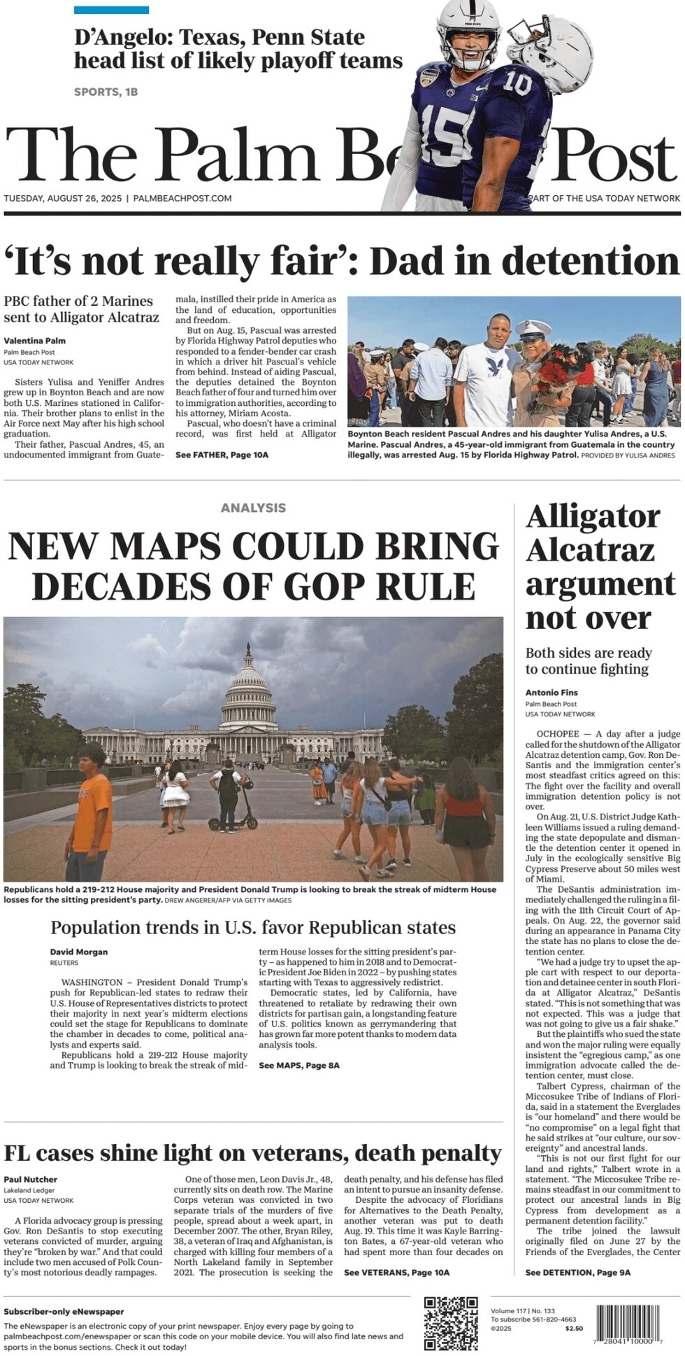 The Palm Beach Post - Today's Front Page, 26/08/2025