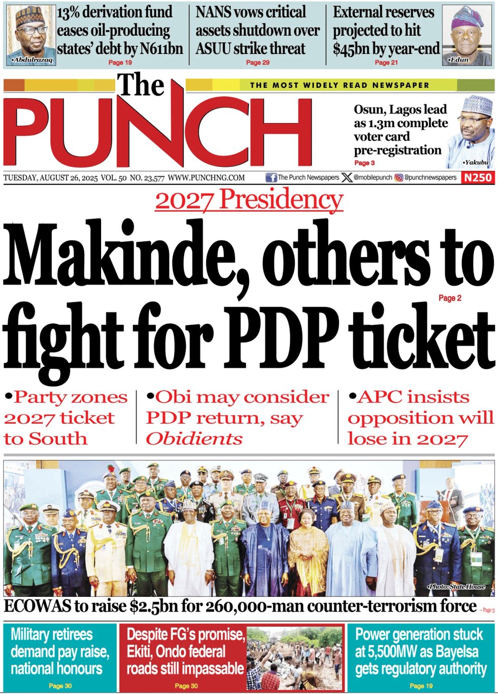 The Punch - Today's Front Page, 26/08/2025