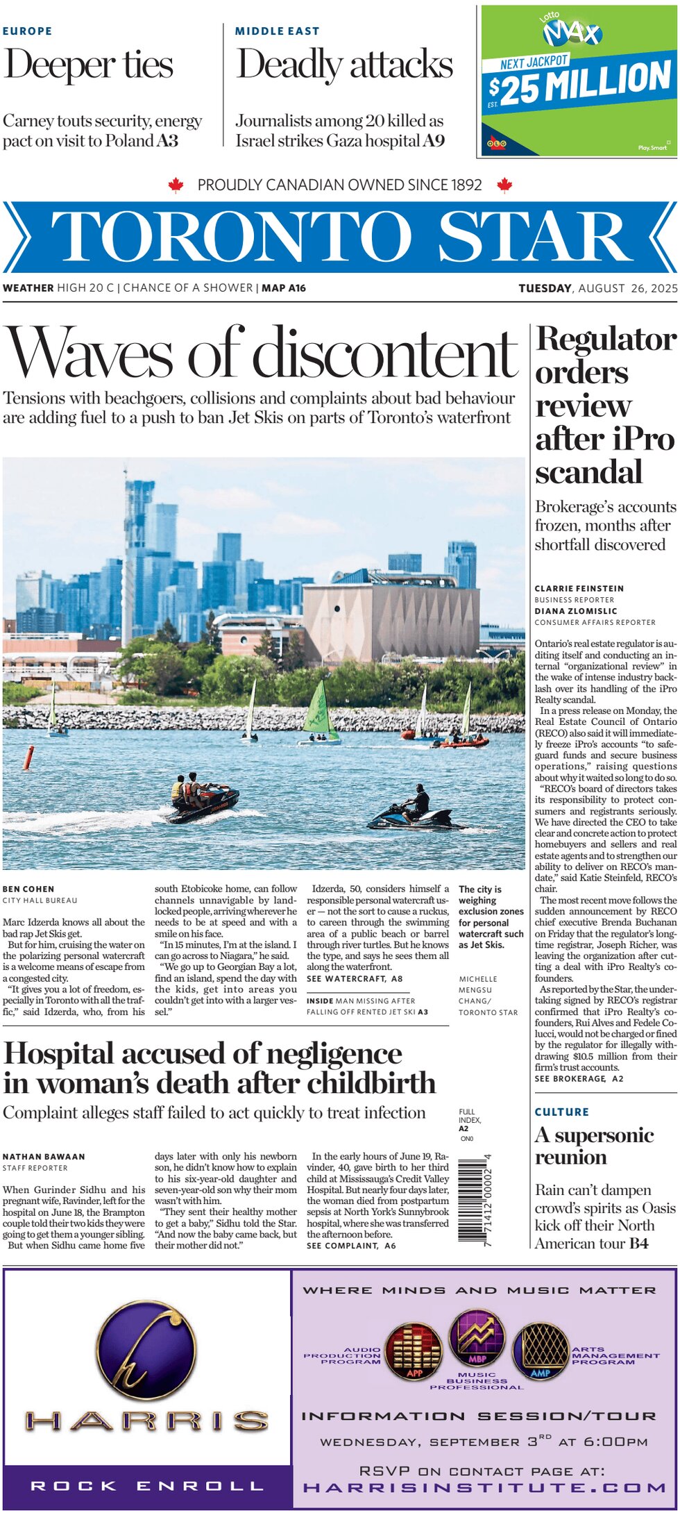Toronto Star - Today's Front Page, 26/08/2025