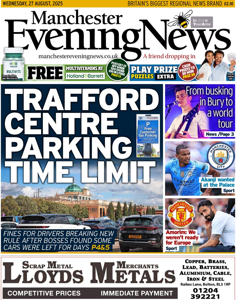 Manchester Evening News - Today's Front Page, 27/08/2025