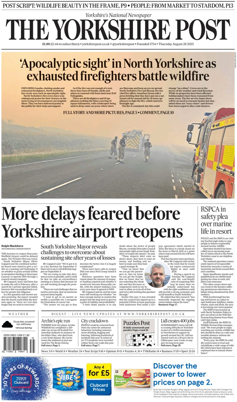 The Yorkshire Post - Today's Front Page, 28/08/2025