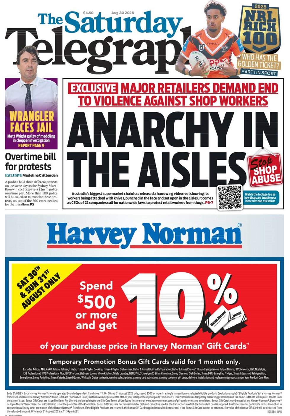 The Daily Telegraph (Sydney) - Today's Front Page, 30/08/2025