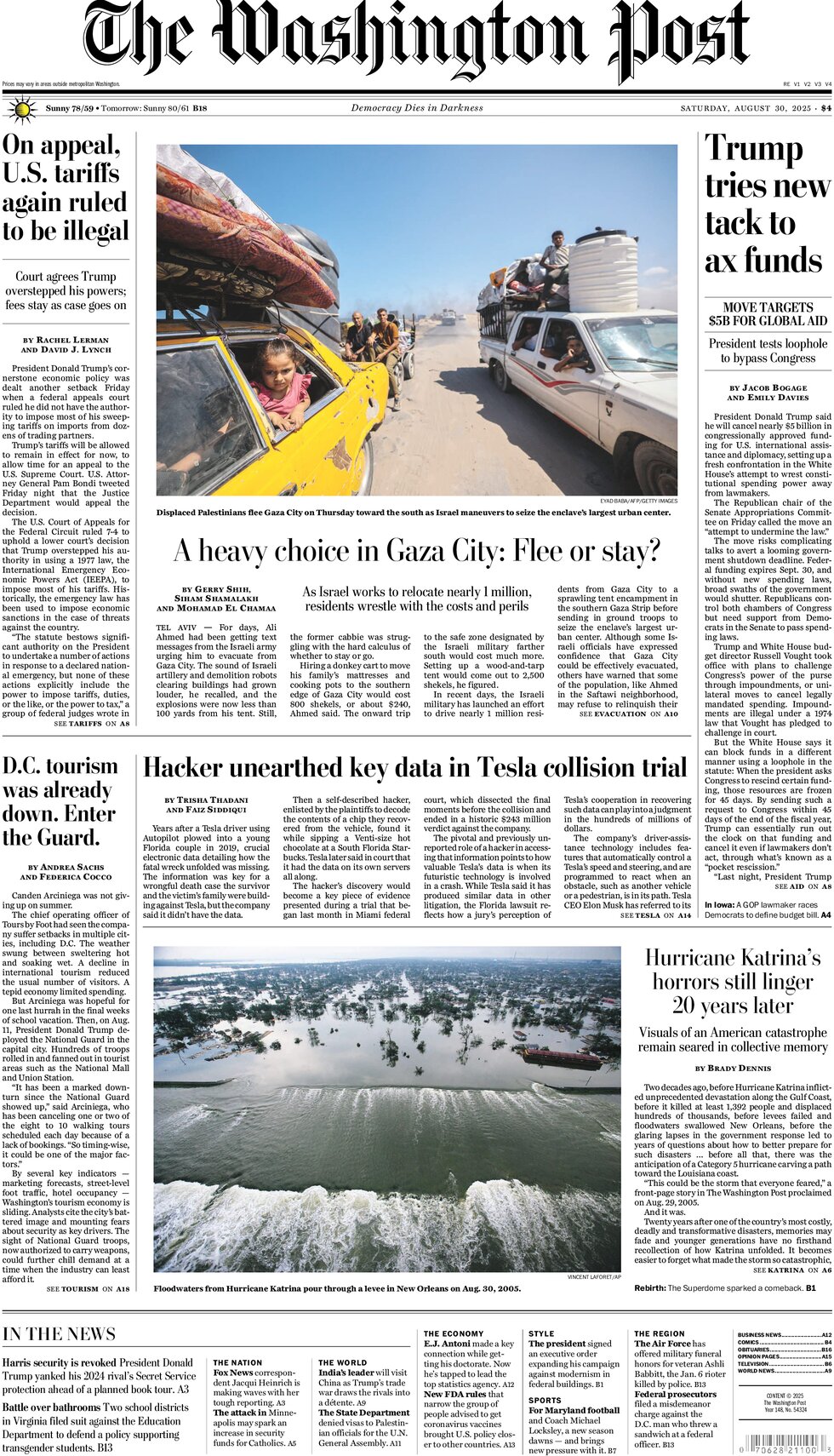 The Washington Post - Today's Front Page, 30/08/2025