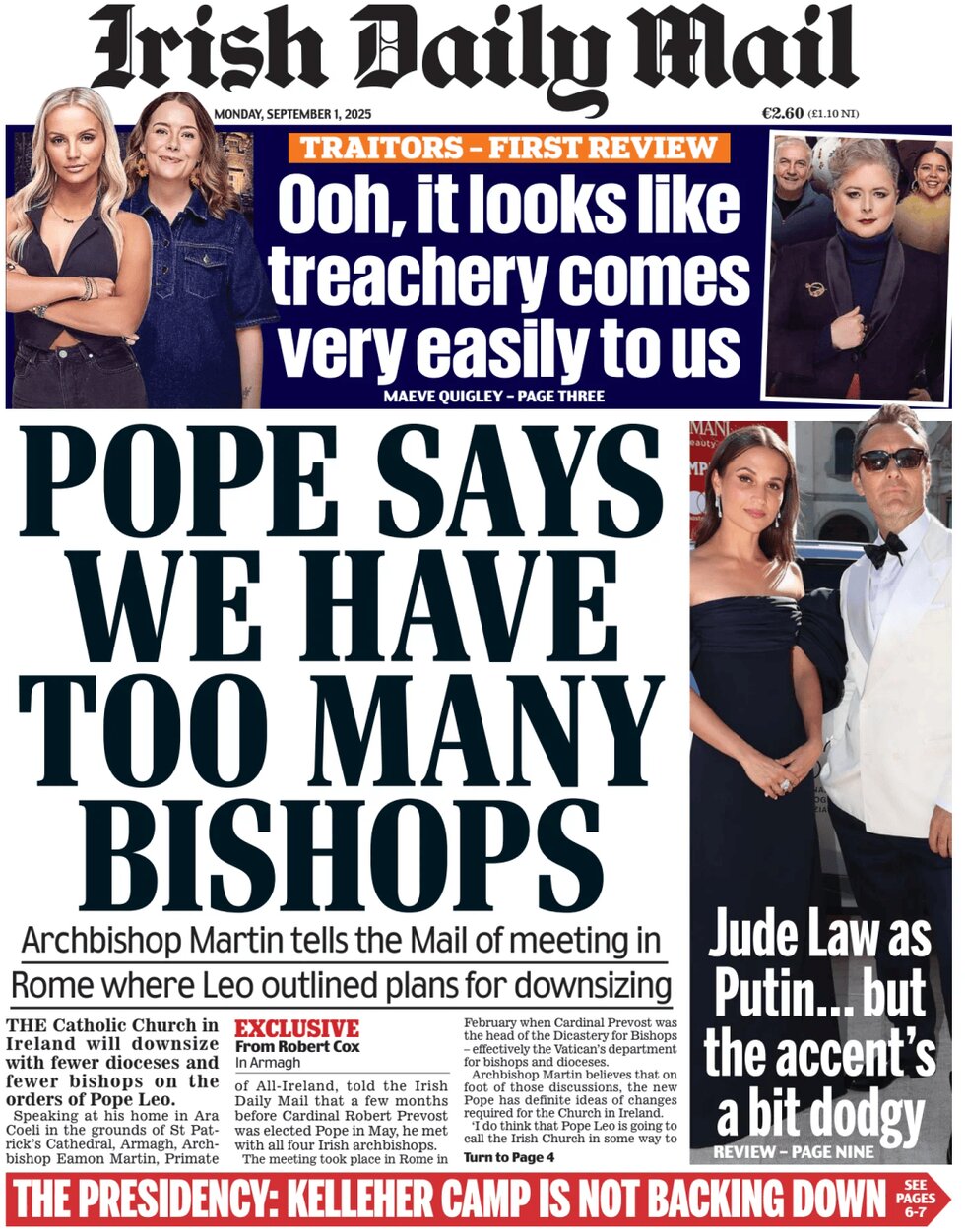 Irish Daily Mail - Today's Front Page, 01/09/2025