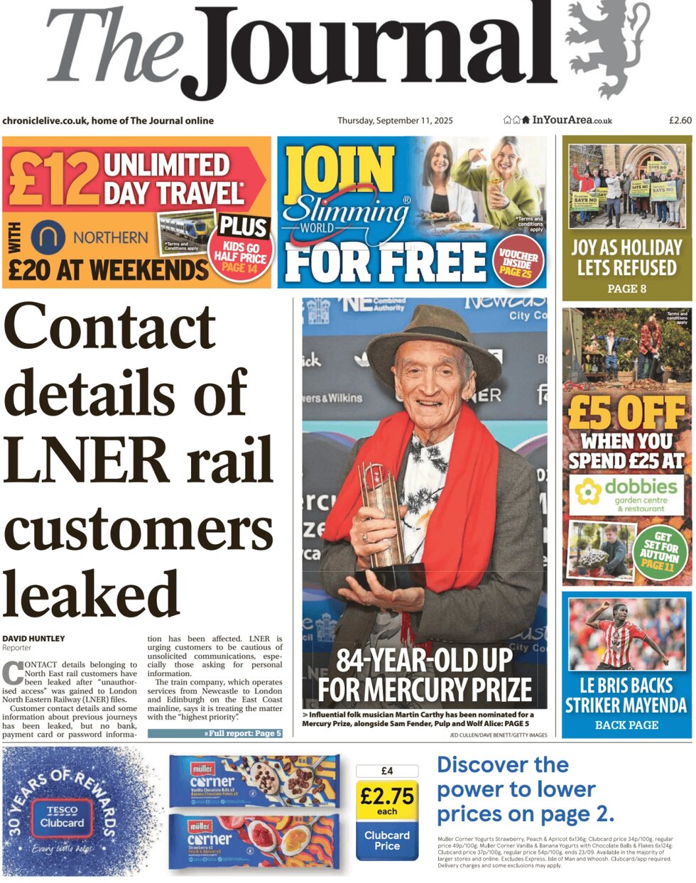 The Journal (Newcastle) - Today's Front Page, 11/09/2025