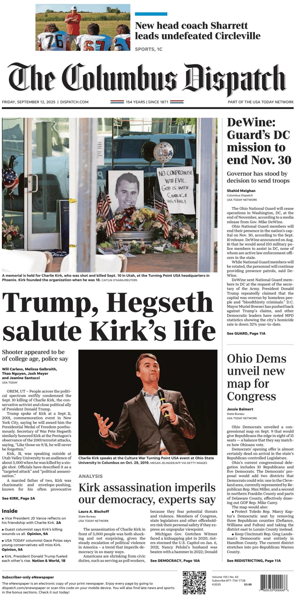 The Columbus Dispatch - Today's Front Page, 12/09/2025