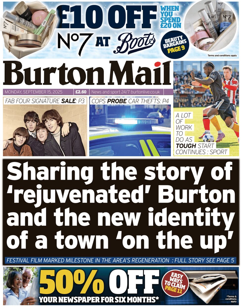 Burton Mail - Today's Front Page, 15/09/2025