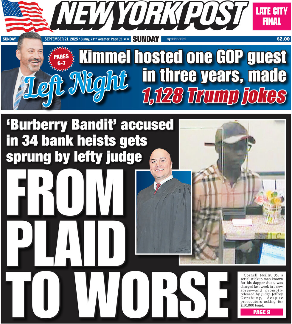 New York Post - Today's Front Page, 21/09/2025