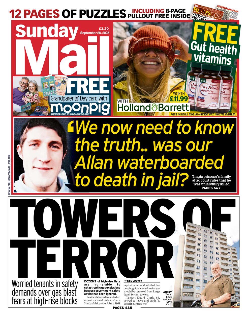 Sunday Mail - Today's Front Page, 28/09/2025